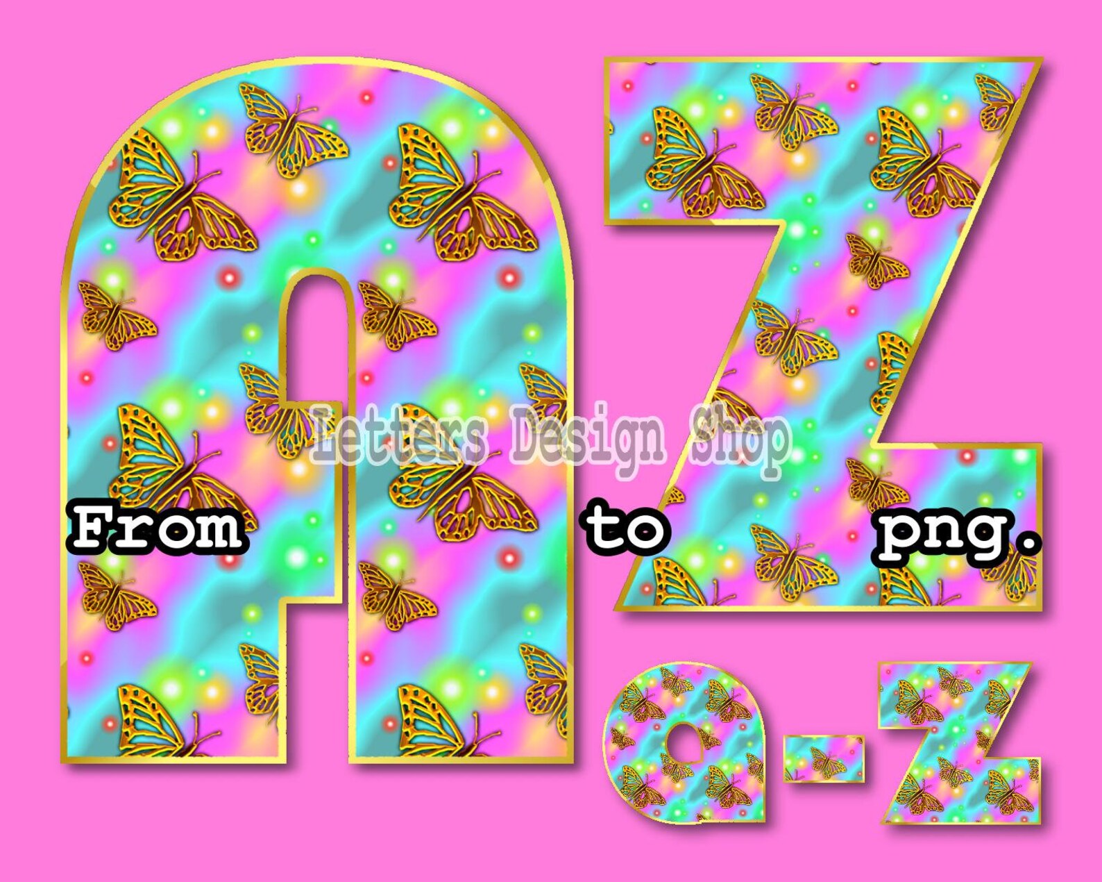 Butterflies Letters Alphabet Numbers Symbols Clipart PNG | Etsy