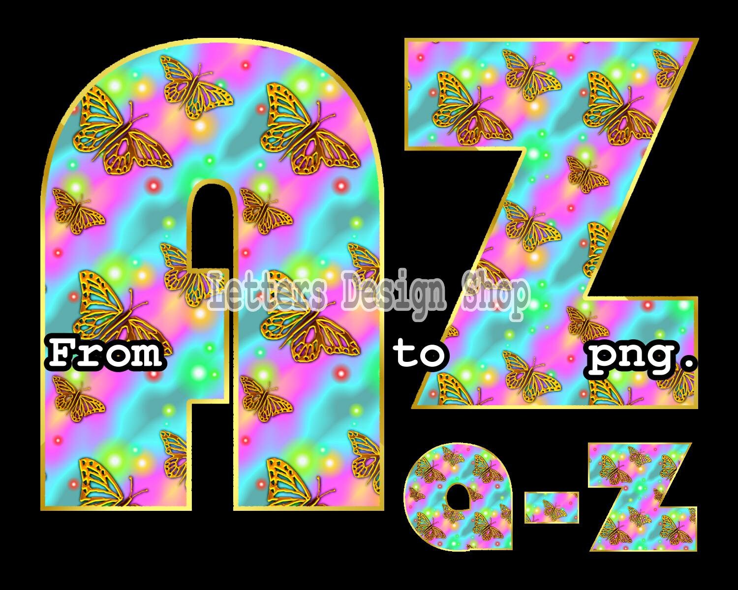 Butterflies Letters Alphabet Numbers Symbols Clipart PNG | Etsy