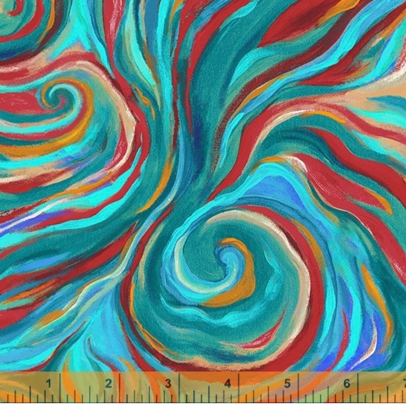 Swirl Sensation- Teal - Impressions Fabric by Melissa Marie Collins for ...