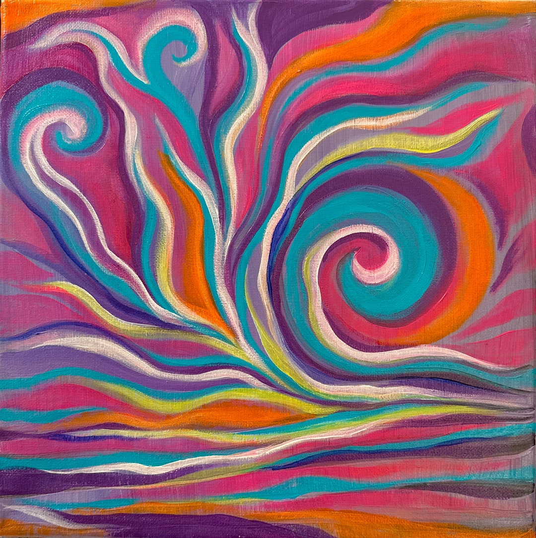 Colorful Swirls Art Painting - Original Acrylic Painting - 'in the Wake ...