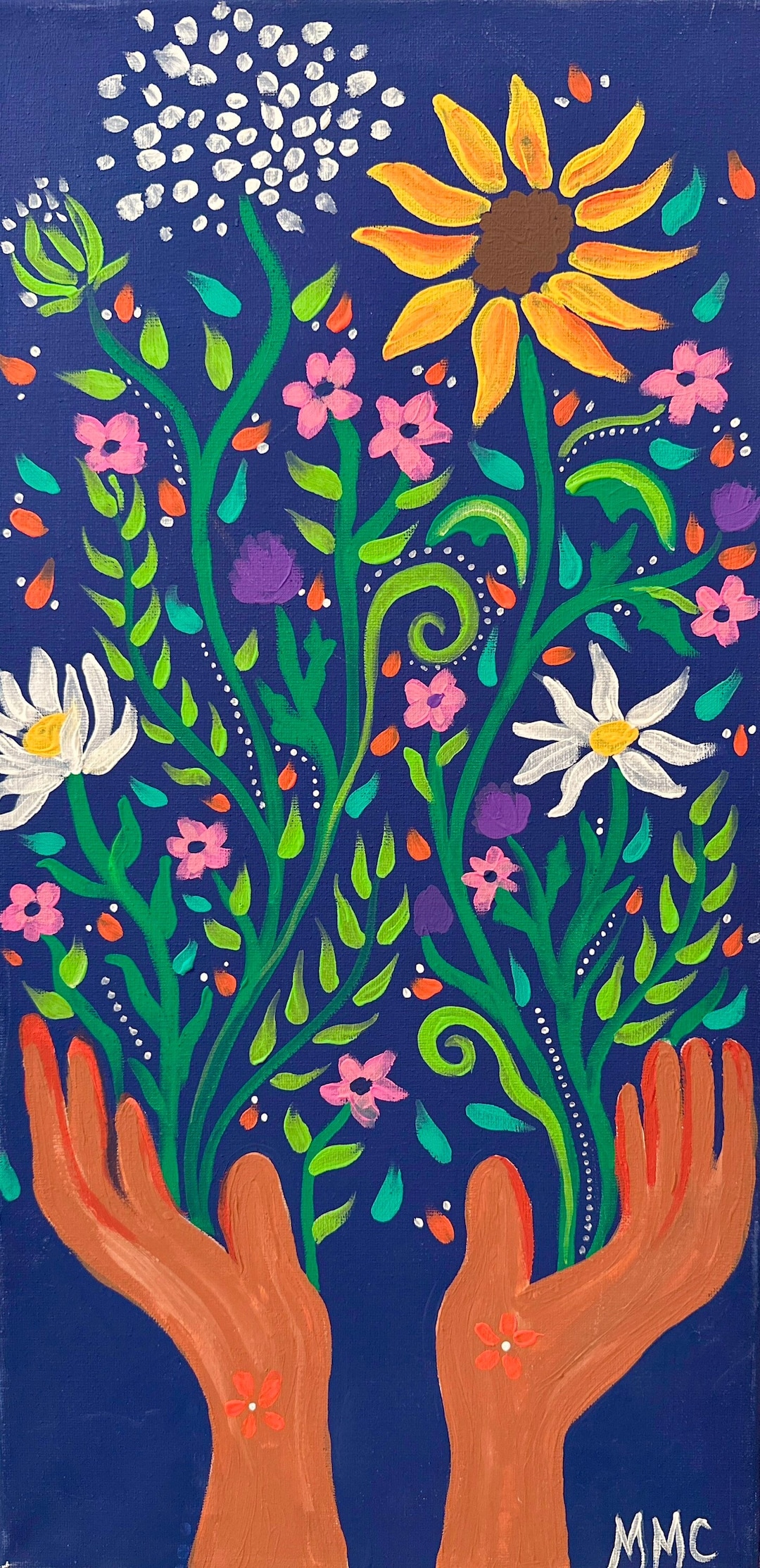 Floral Hands Abstract Art Painting | 'with These Hands - I Grow Flowers ...