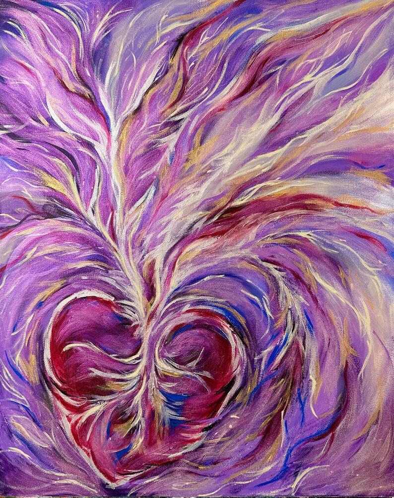 Purple Abstract Art Painting 'heart Encounter' - Etsy