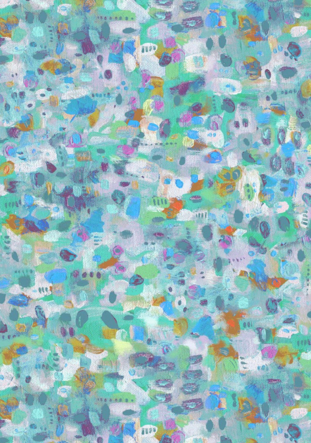 Aqua, Turquoise and Multi-colored Flurry, in Motion, Fabric by Melissa ...