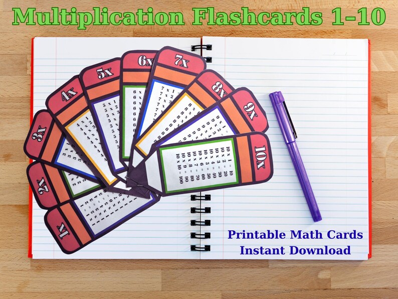 Multiplication Flashcards 1–10| Pencil Shaped Times Tables Cards ...