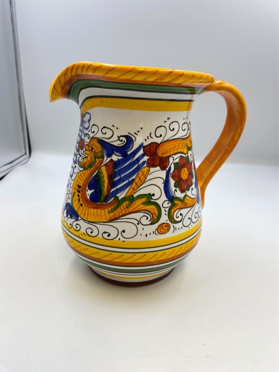 DERUTA Italy Pottery RAFFAELLESCO Large Pitcher Vivid Colors - Etsy
