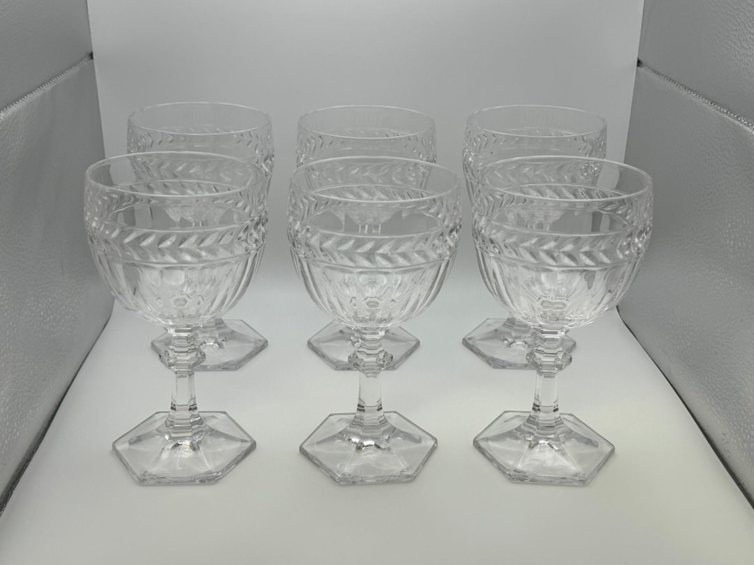 Set of 6 Villeroy & Boch Crystal / Pressed Glass MISS DESIREE Goblets 6 ...