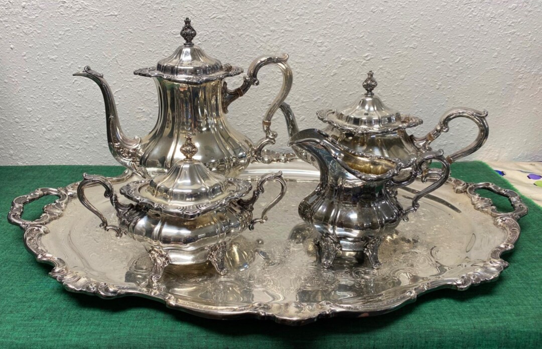Gorham Silverplate STRASBOURG 5 Pc Tea Service With Large Waiter Tray ...