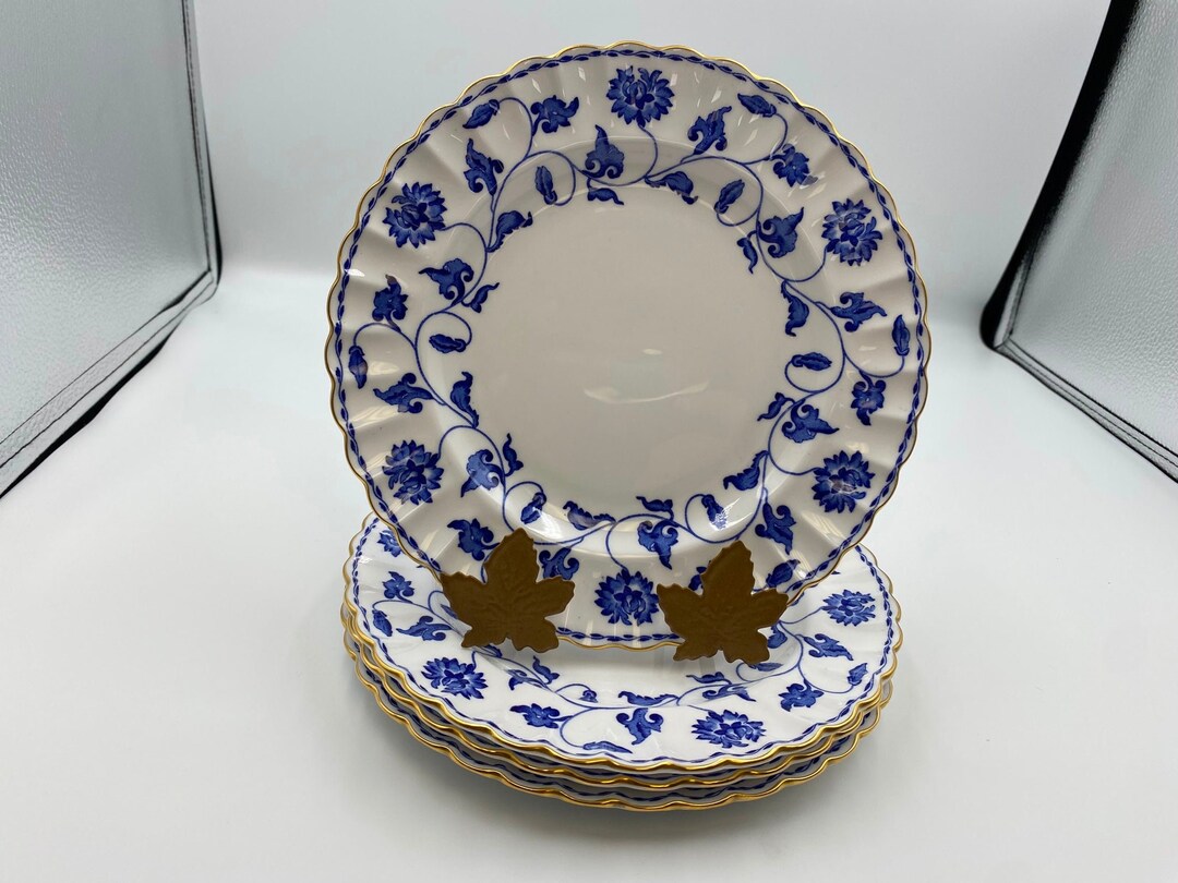 Set of 4 Spode COLONEL BLUE Salad / Dessert Plates Made in England Bone ...