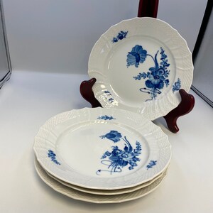 Royal Copenhagen Denmark BLUE FLOWERS CURVED Lunch Plates 1623 Set 4 - Etsy