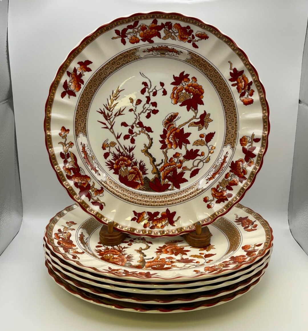Set of 6 Spode INDIAN TREE Dinner Plates Made in England All Clean - Etsy