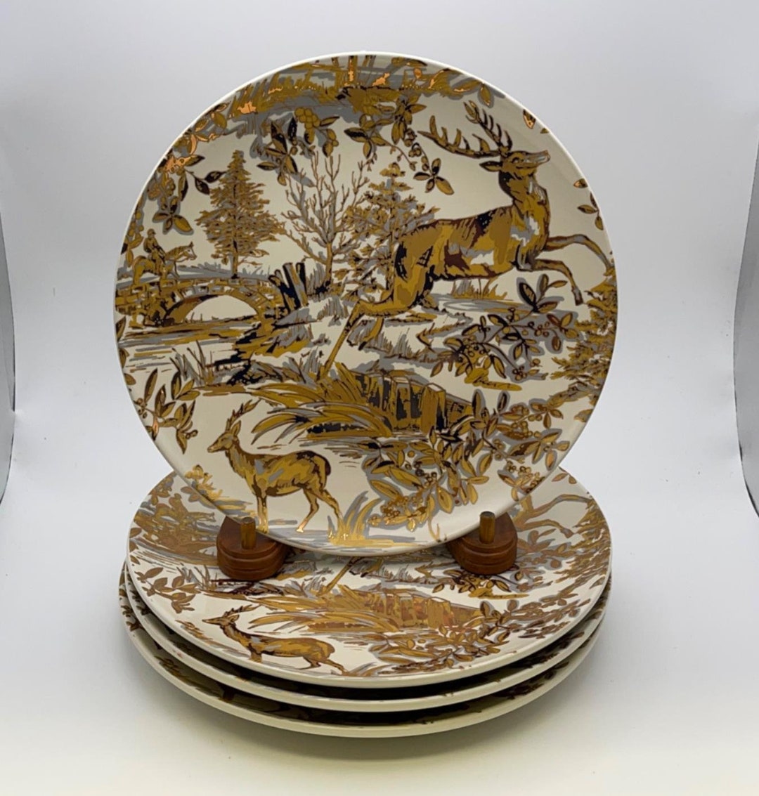 Set of 4 Pottery Barn ALPINE TOILE Gold Salad Plates - Etsy
