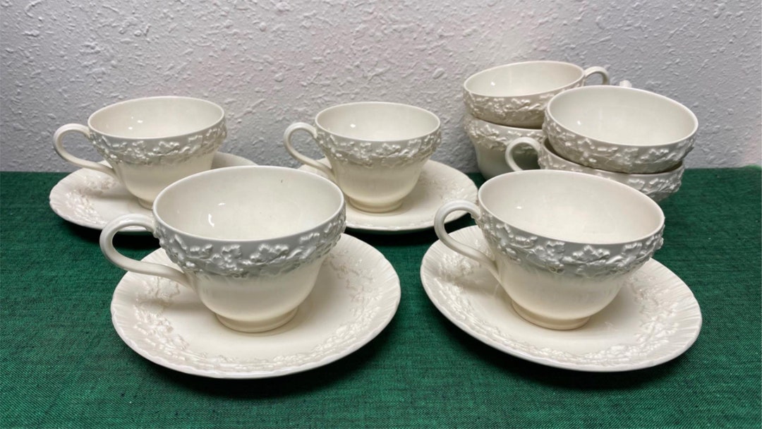 Wedgwood Etruria CREAM ON CREAM Shell Cup & Saucer Sets of 4 8 X Cups ...