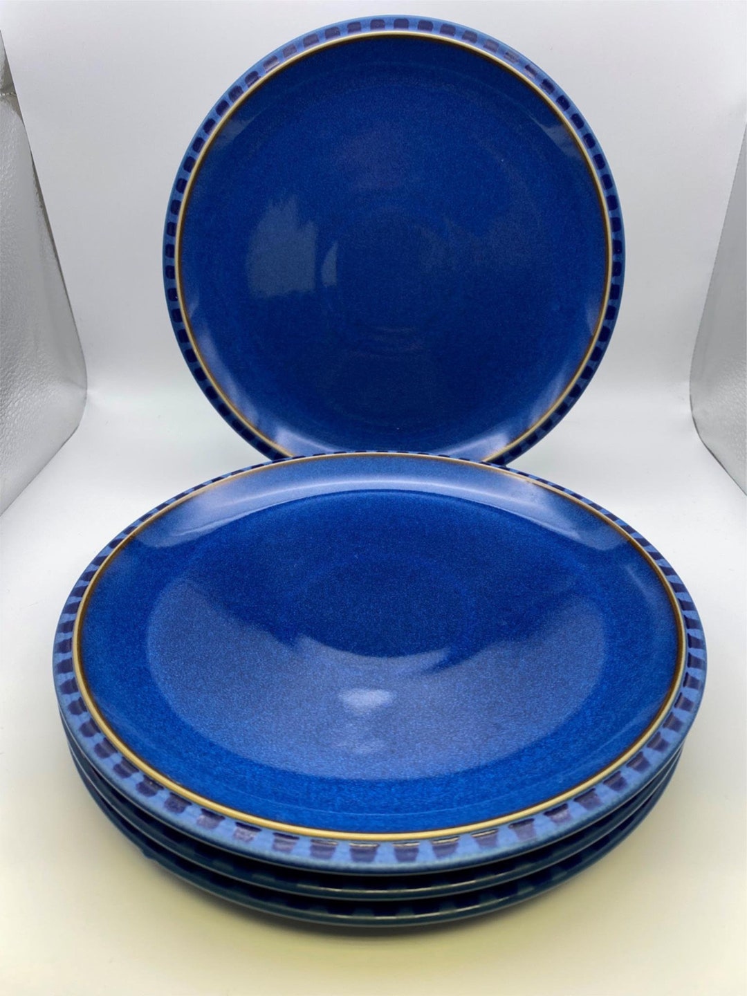 Denby REFLEX Blue China Stoneware England Salad Plates Set of 4 - Etsy