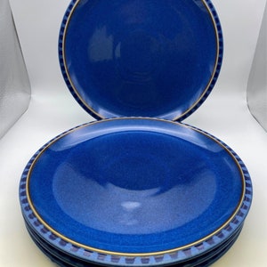 Denby REFLEX Blue China Stoneware England Salad Plates Set of 4 - Etsy