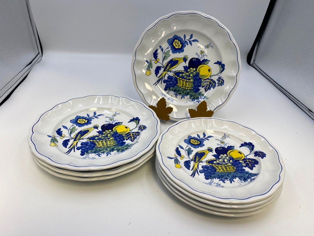 Set 4 Spode BLUE BIRD Salad and Bread Plates 8 Total England Fine Stone ...