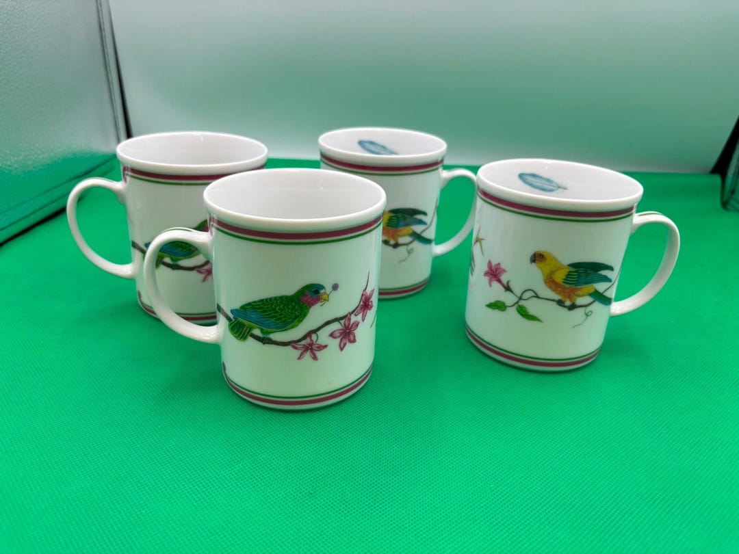 Set of 4 Lynn Chase China PARROTS OF PARADISE Mugs - Etsy