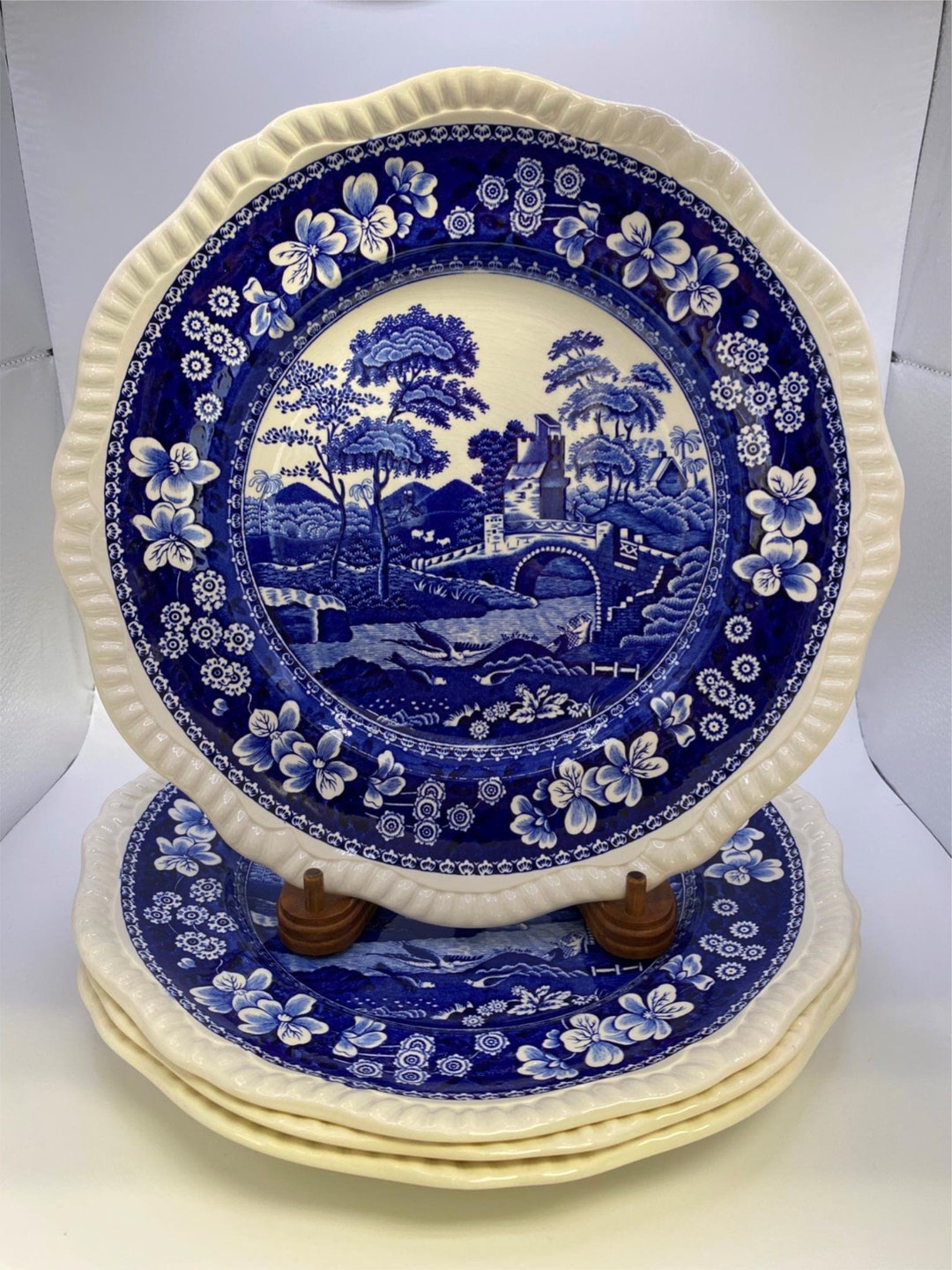 Set of 4 Spode TOWER BLUE Dinner Plates Made in England - Etsy