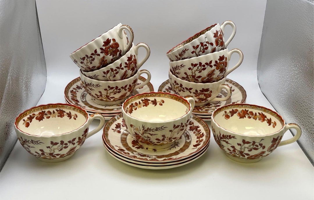 Spode INDIAN TREE Cup & Saucer Sets Made in England Set of 9 - Etsy