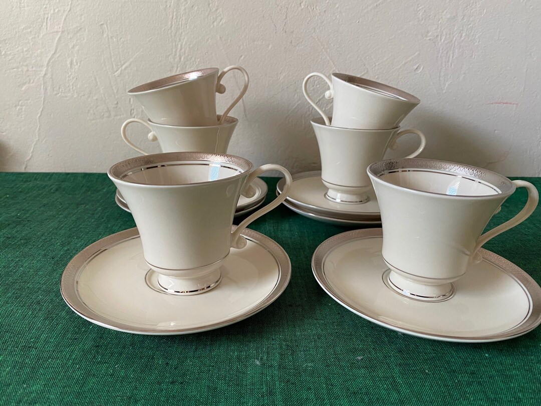 Pickard Fina China GENEVA Ivory Cups & Saucers X6 USA Made - Etsy