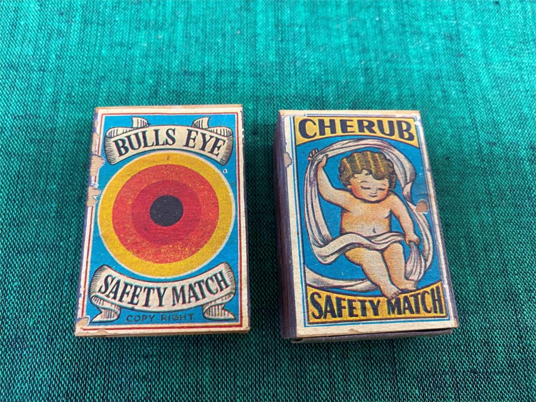Pair of Vintage SAFETY MATCH Boxes CHERUB & Bulls Eye - Etsy