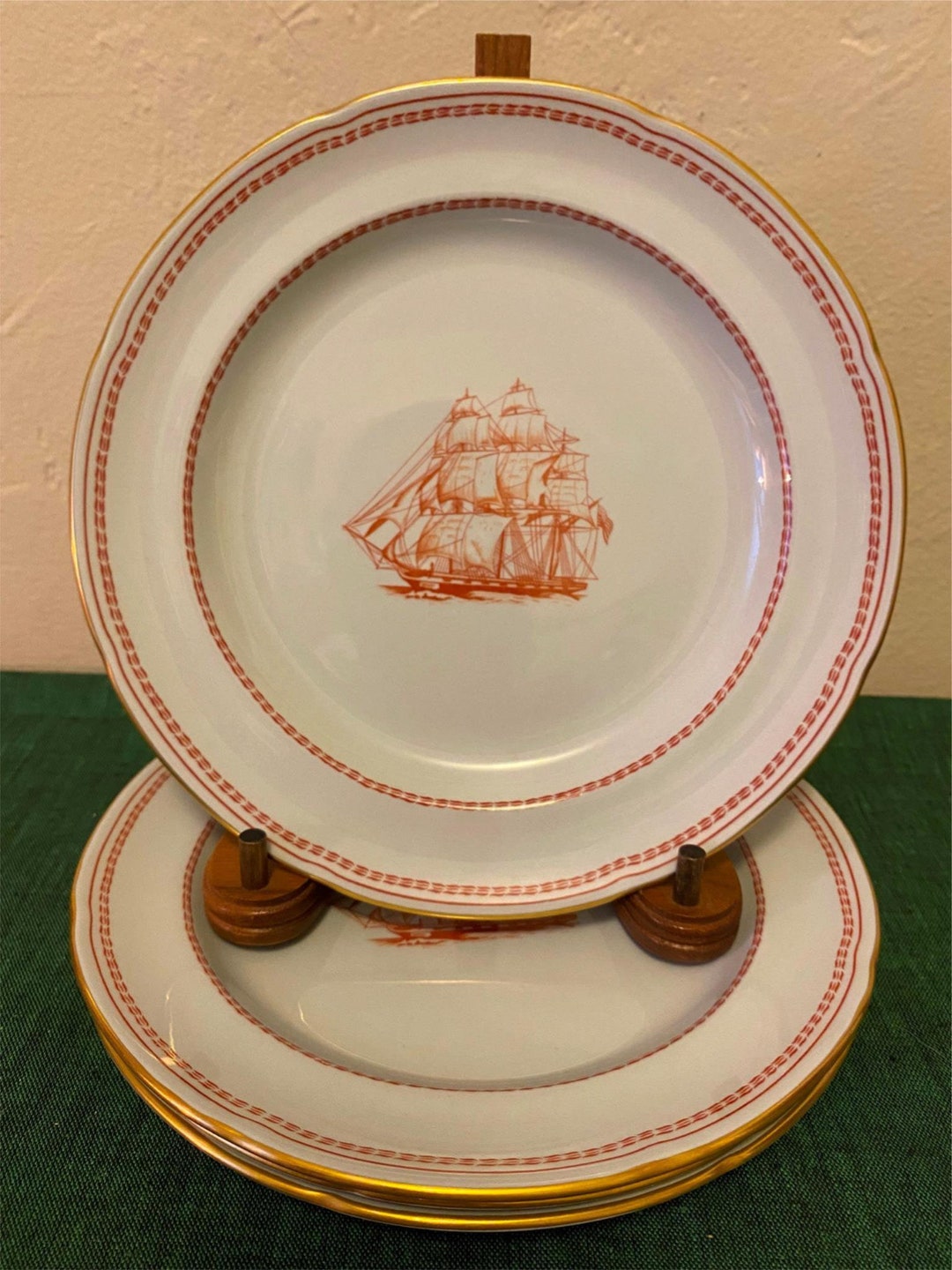 Set of 4 Spode England China TRADE WINDS RED Salad Dessert Plates - Etsy