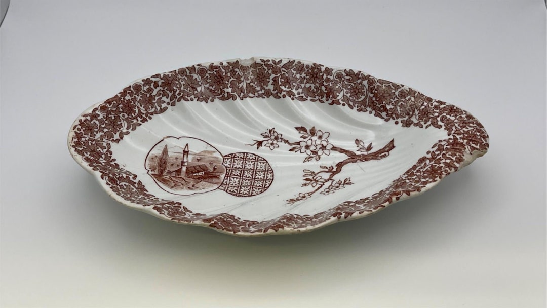 C.1880s Antique Copeland Spode CAIRO Brown Transferware Shell Dish - Etsy