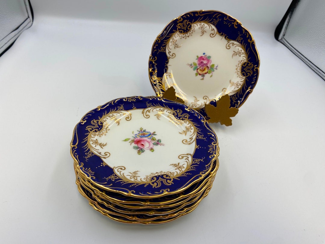 Vintage Coalport England SANDRINGHAM Cobalt Blue Bread / Appetizer ...