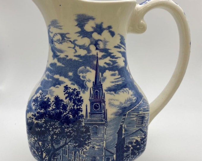 Staffordshire LIBERTY BLUE & White Pitcher / Jug England Old North ...