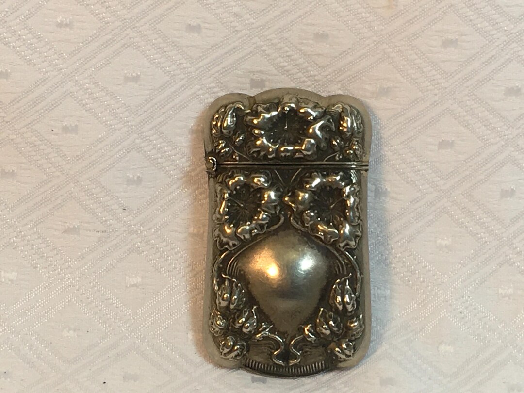 Antique Art Nouveau Silveroin Match Safe Smoking Tobacco Collectible ...
