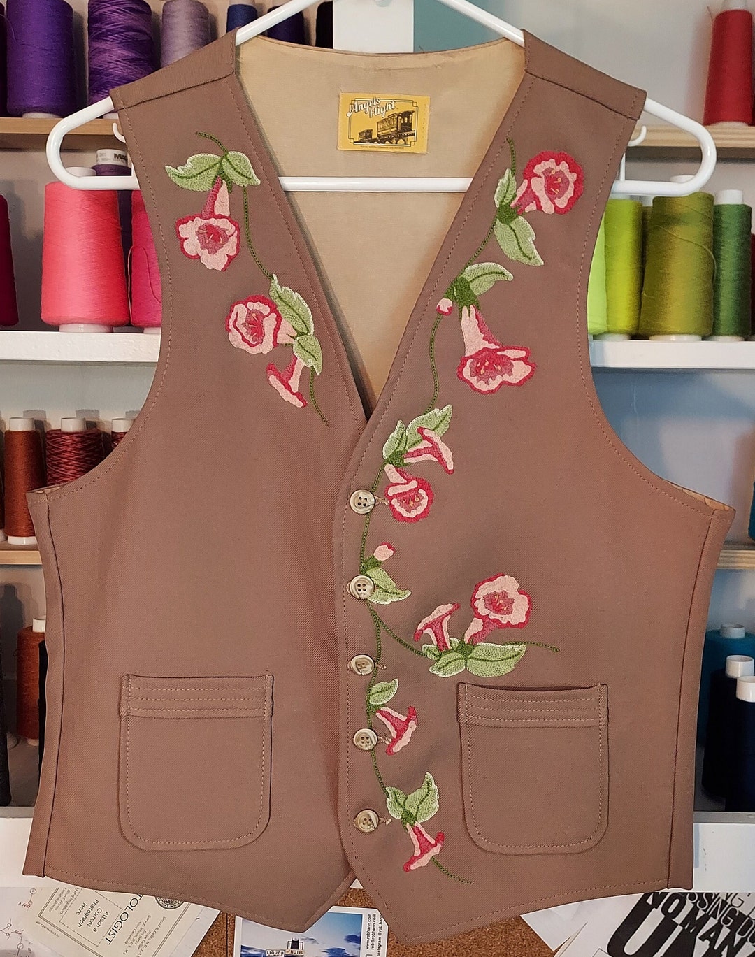 Vintage Angels Flight Suit Vest With Chainstitch Embroidered Trumpet ...