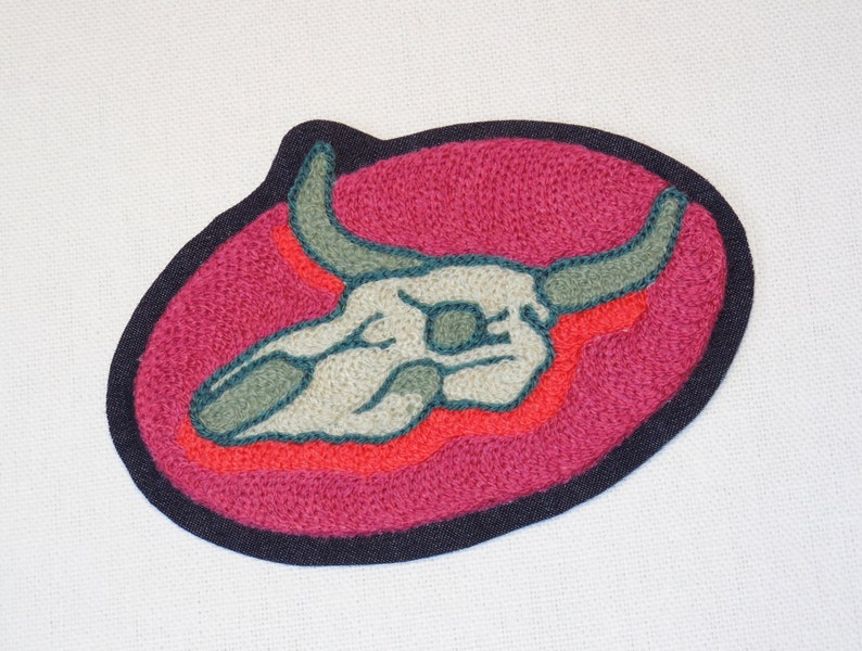 Bull Skull Chainstitch Embroidered Patch - Etsy