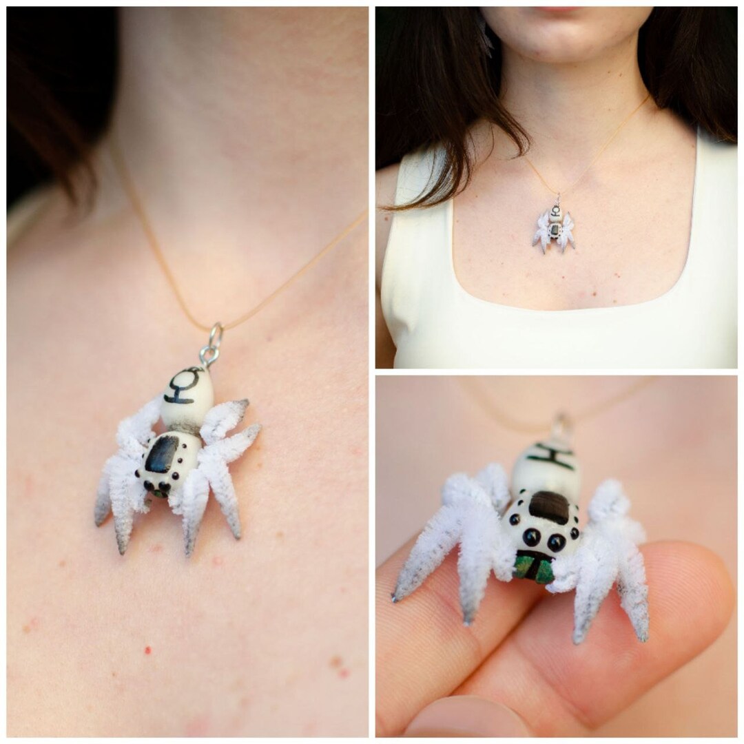 Cute Spider Pendant, Jumping Spider Brooch, Realistic Figurine ...