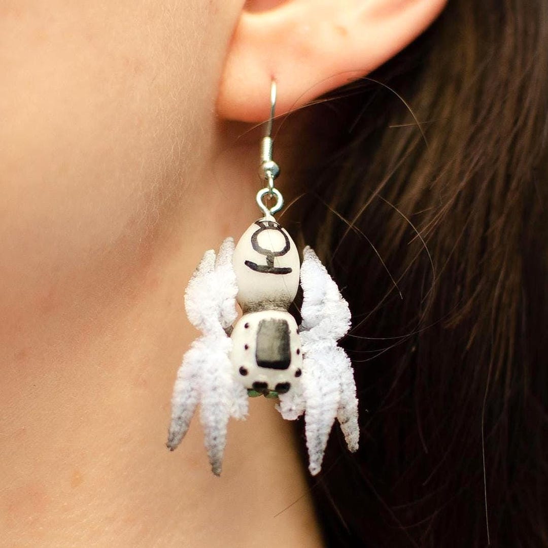 Jumping Spider Earrings | Creepy Cute Jewelry | Realistic Kawaii Spider ...