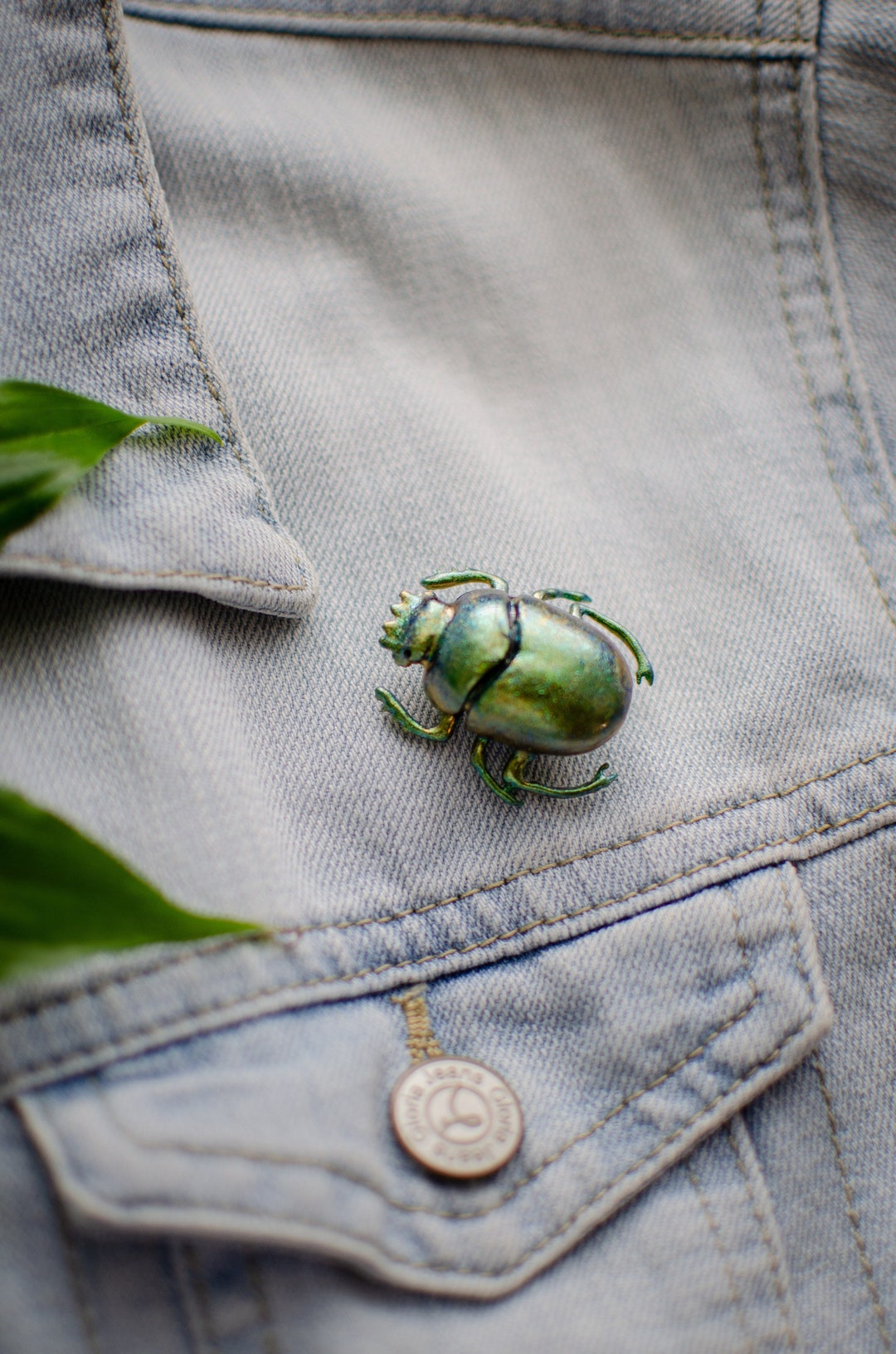Green Scarab Beetle Pin Realistic Insects Brooch Hand - Etsy