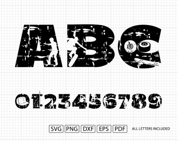 Skateboard Font Cut Files Skate Numbers Skate Letters All | Etsy