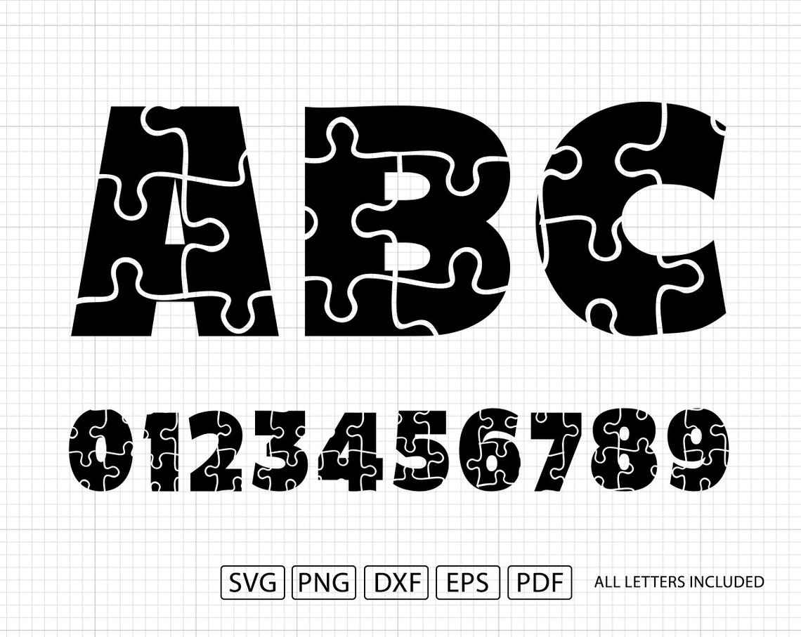 Autism Puzzle Font Cut Files - Etsy