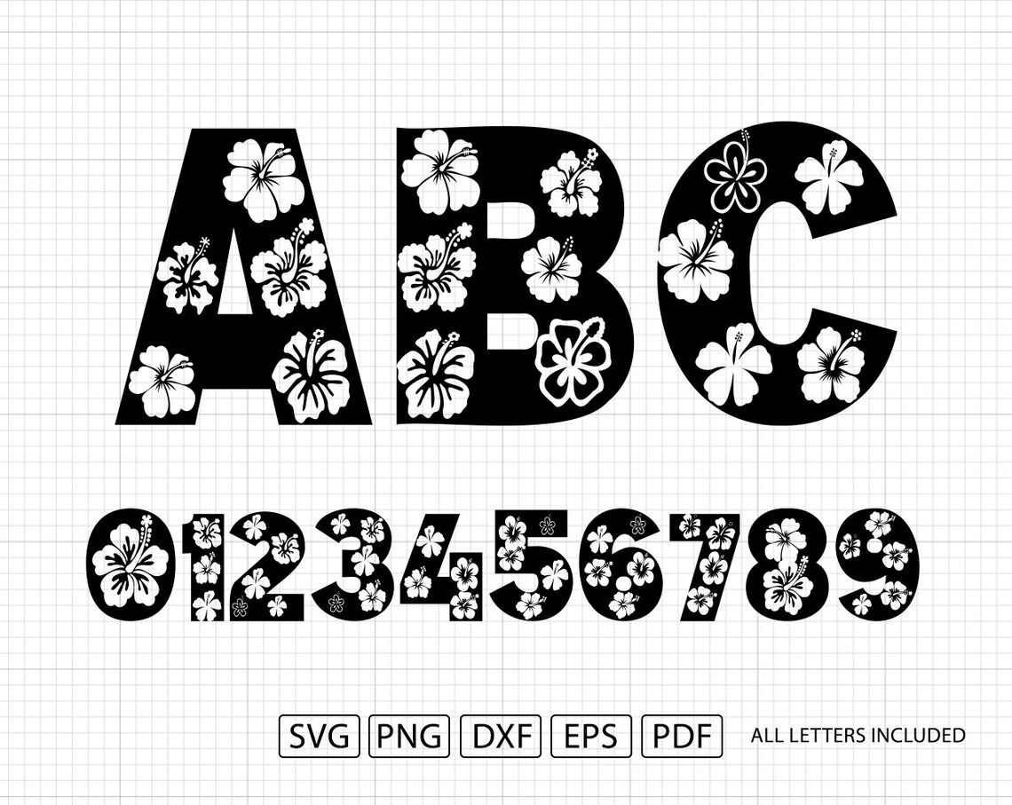 Aloha Summer Font Cut Files Aloha Numbers Hawaii Letters - Etsy