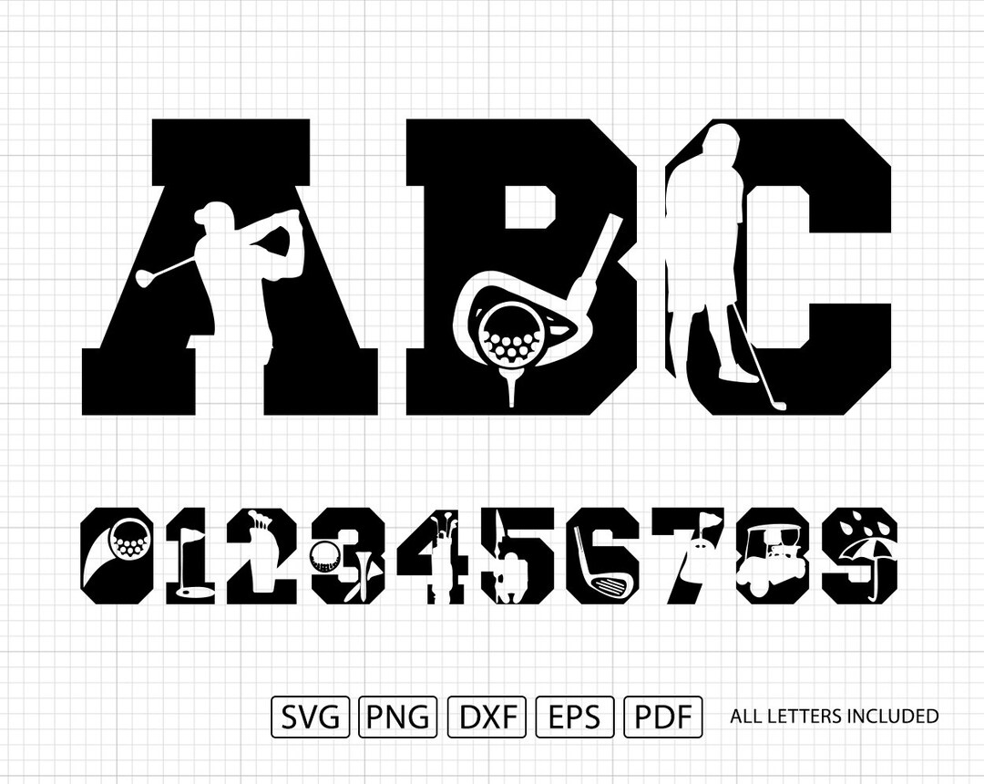 Golf Font Cut Files, Golf Numbers, Golf Letters, All Letters SVG, Font ...