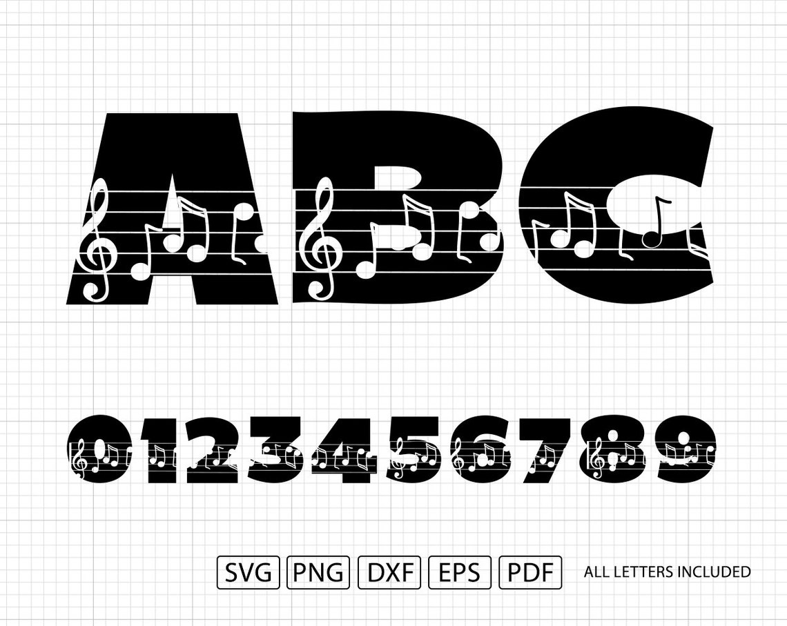 Song Font Cut Files Note Numbers Music Letters All Letters - Etsy