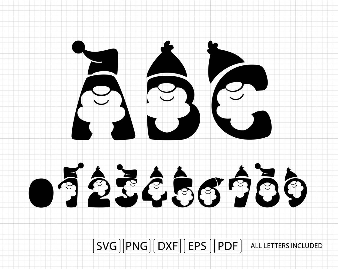 Gnome Font Cut Files, Gnome Numbers, Gnome Letters, All Letters SVG ...