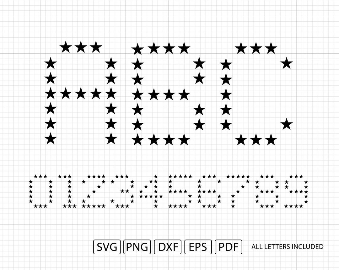 Stars Font Cut Files Stars Numbers Stars Letters All - Etsy