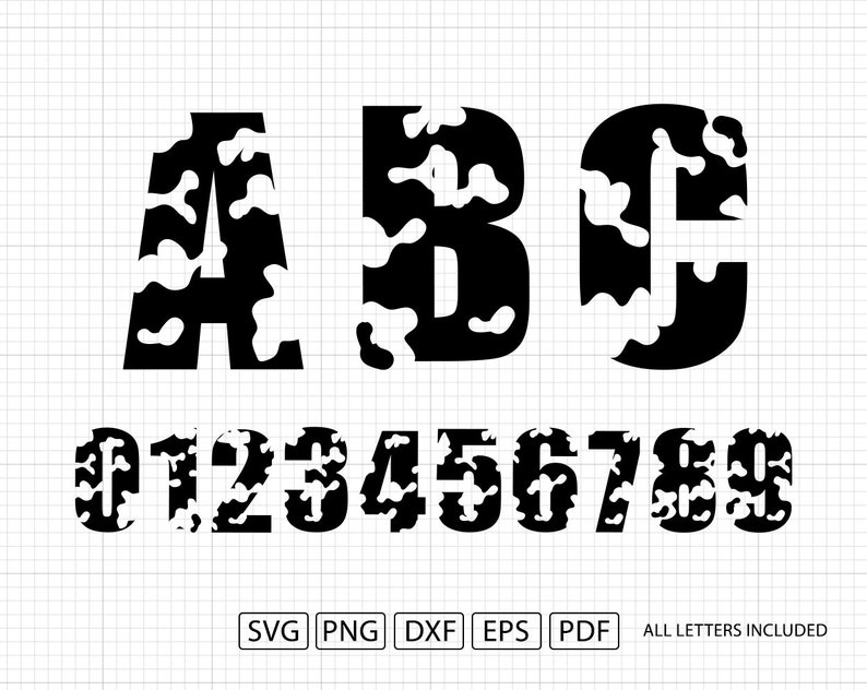 Milk Font Cut Files Cow Font Cut Files Cow Numbers Cow - Etsy