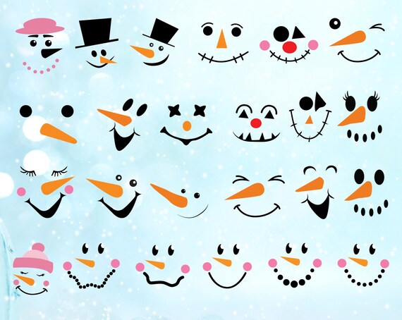 Snowman Face Cut Files Snowman Faces SVG Snowman Clipart | Etsy