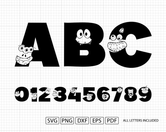 Monster Font Cut Files Monster Numbers Monster Letters All - Etsy