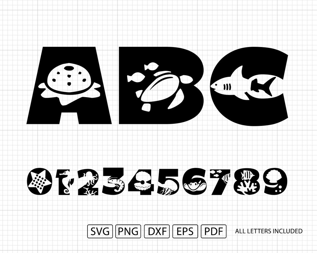 Underwater Font Cut Files, Underwater Numbers, Underwater Letters, All ...