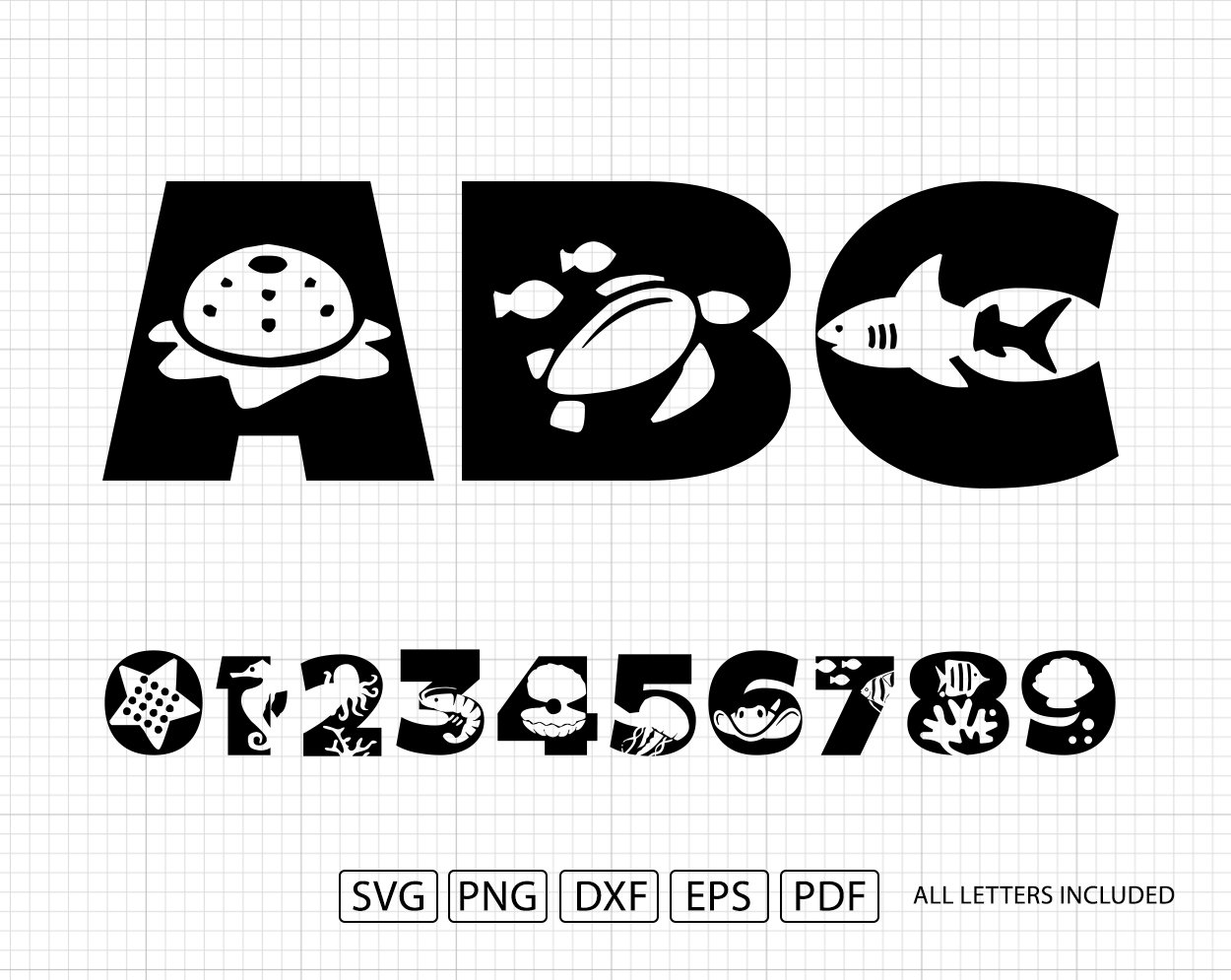 Underwater Font Cut Files Underwater Numbers Underwater - Etsy