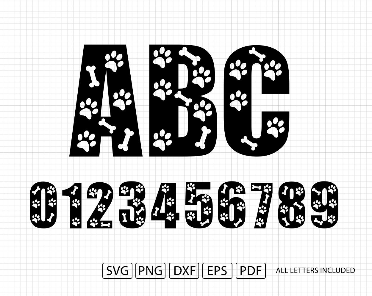 Veterinary Font Cut Files Dog Paw Numbers Dog Bone Letters - Etsy