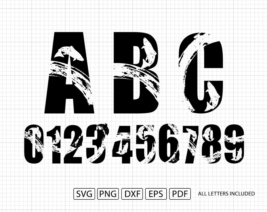 Fishing Flow Font Cut Files, Fish Numbers, Fish Letters, All Letters ...