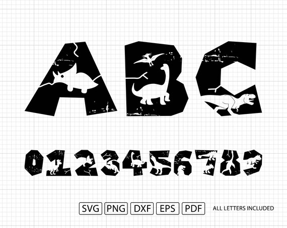 Dino Font Cut Files Dinosaurs Numbers Dinosaurs Letters All | Etsy