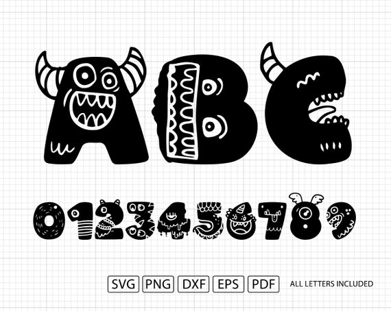 Tribal Monster Font Cut Files Monster Numbers Monster - Etsy